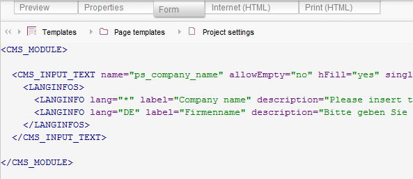 FirstSpirit V5.0 Online Documentation - Structure of page templates